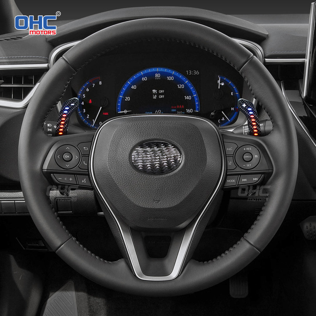 LED Magnetic Carbon Fiber Paddle Shifters For Toyota Camry Avalon Coro ...